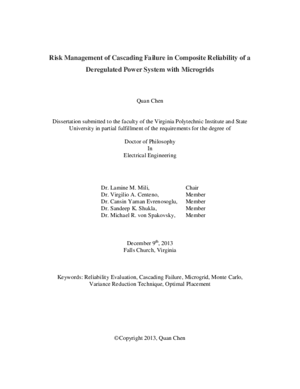 (PDF) Risk Management of Cascading Failure in Composite Reliability of a Deregulated Power ...