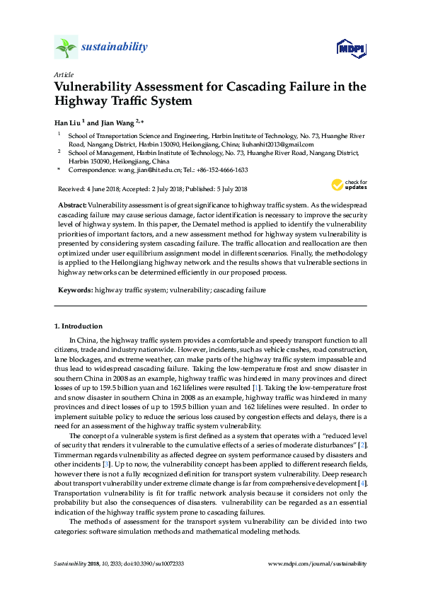 (PDF) Vulnerability assessment for cascading failures in electric power systems