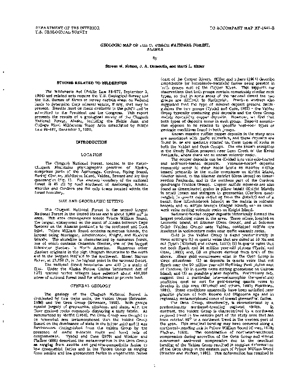 (PDF) Geologic map of the Chugach National Forest, Alaska