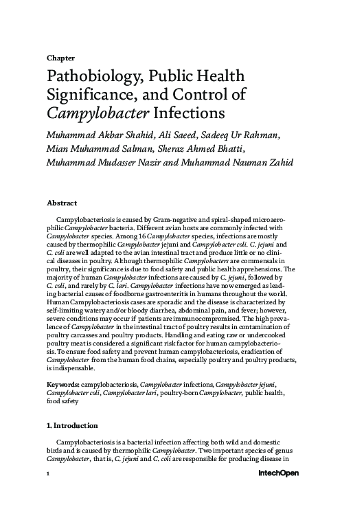 (PDF) Pathobiology, Public Health Significance, and Control of ...