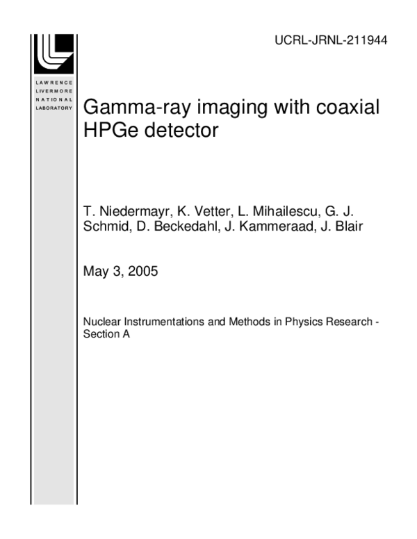 (PDF) Gamma-ray imaging with a coaxial HPGe detector