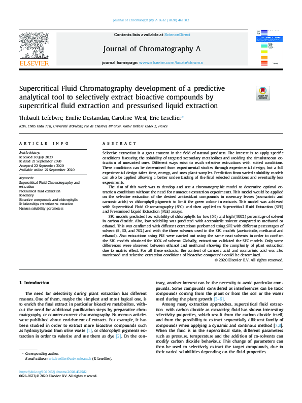 Pdf Supercritical Fluid Chromatography Development Of A Predictive Analytical Tool To