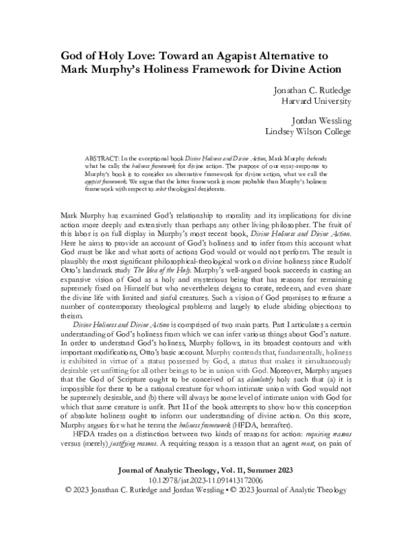 (PDF) God of Holy Love