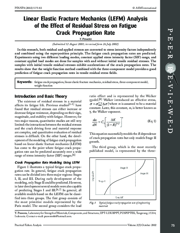 (PDF) Linear Elastic Fracture Mechanics (LEFM) Analysis of the Effect ...