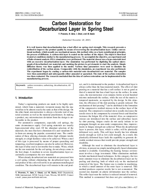 (PDF) Carbon Restoration for Decarburized Layer in Spring Steel