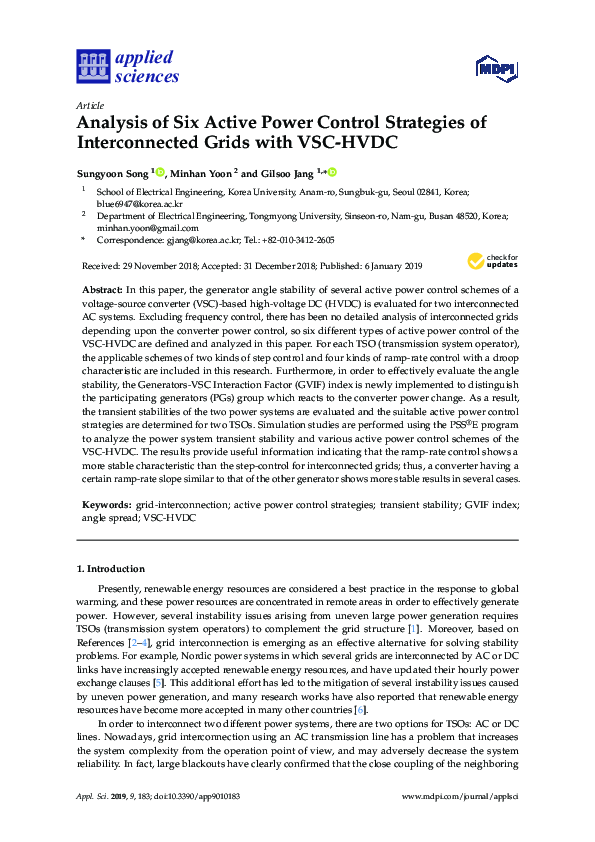 (PDF) Analysis of Six Active Power Control Strategies of Interconnected Grids with VSC-HVDC ...