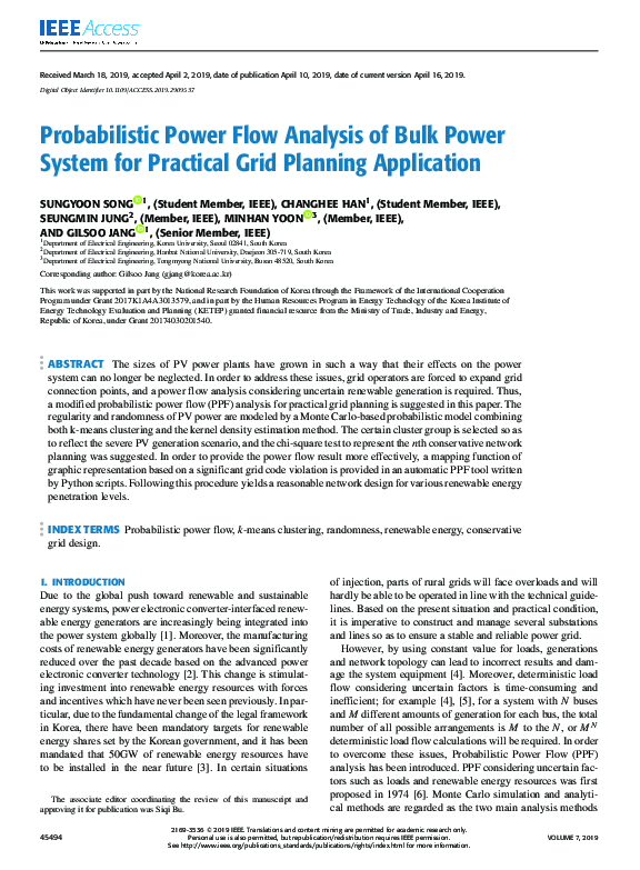 (PDF) Probabilistic Power Flow Analysis of Bulk Power System for Practical Grid Planning Application