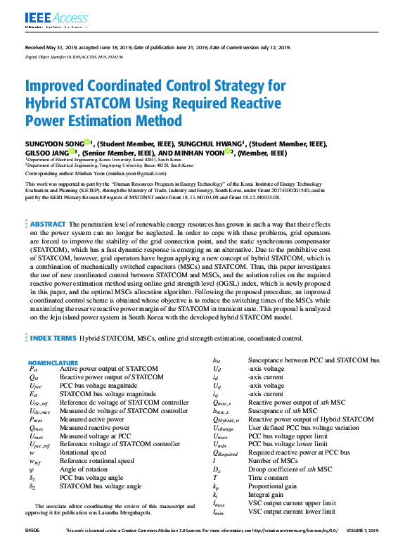 Pdf Improved Coordinated Control Strategy For Hybrid Statcom Using Required Reactive Power
