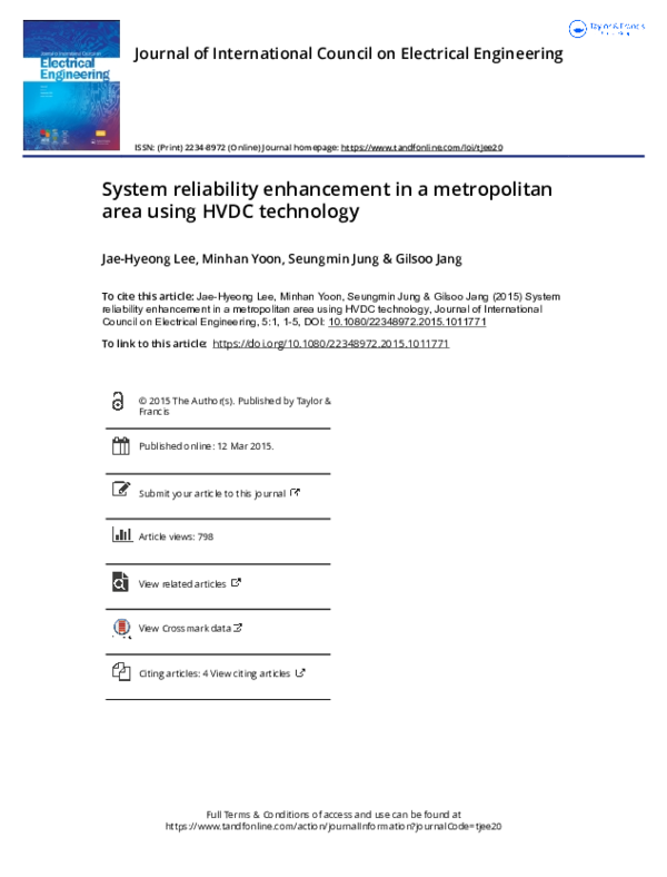 (PDF) System reliability enhancement in a metropolitan area using HVDC ...