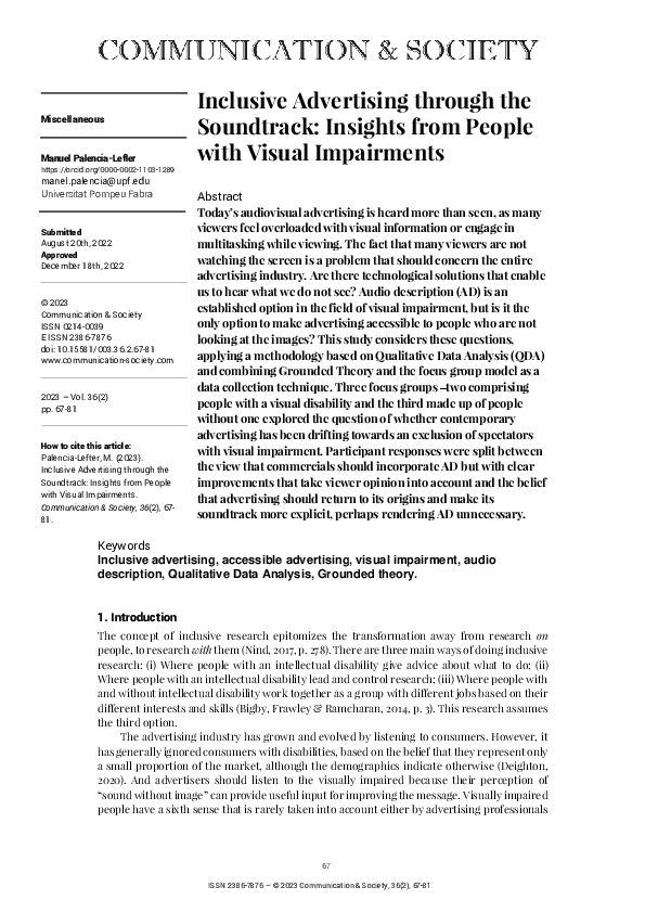 (PDF) Inclusive Advertising through the Soundtrack: Insights from ...