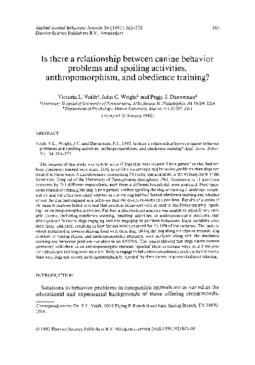 (PDF) Is there a relationship between canine behavior problems and ...