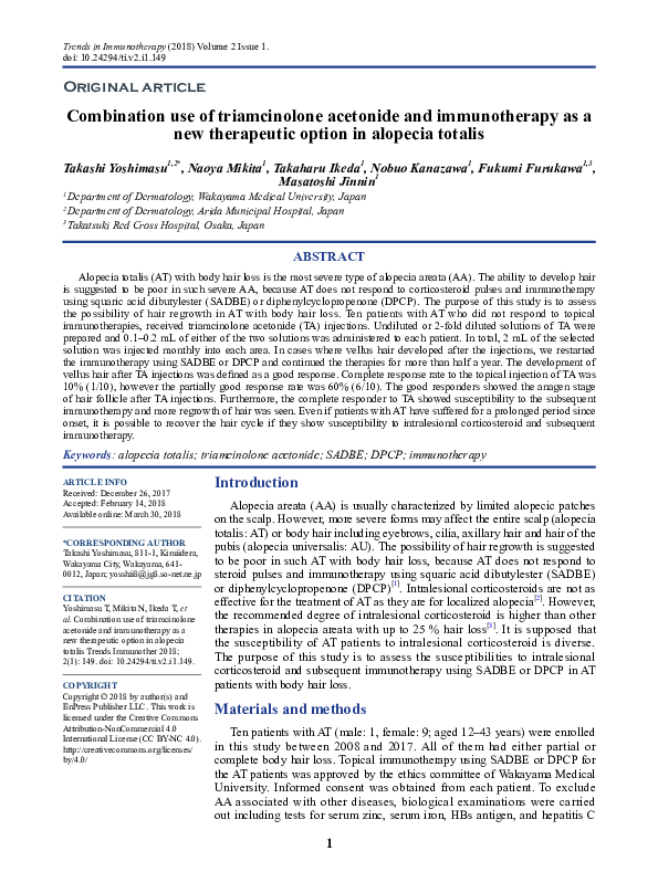 (PDF) Combination use of triamcinolone acetonide and immunotherapy as a ...