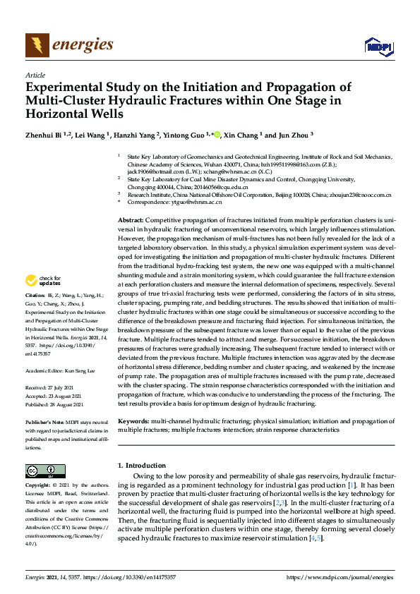 (PDF) Experimental Study on the Initiation and Propagation of Multi-Cluster Hydraulic Fractures ...