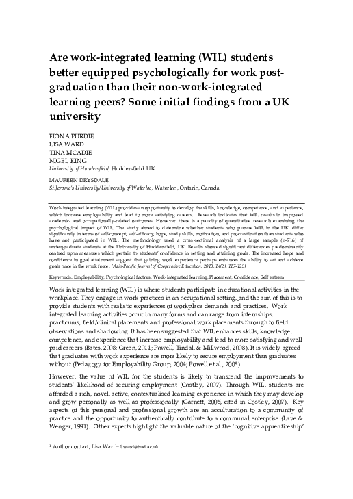 (PDF) Are work-integrated learning (WIL) students better equipped ...