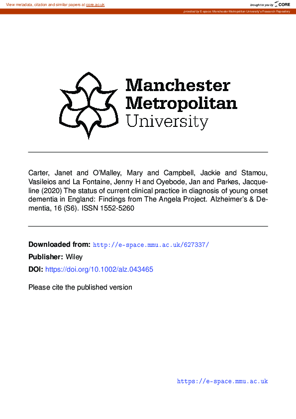 (PDF) The status of current clinical practice in diagnosis of young ...