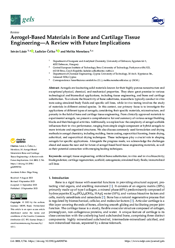 (PDF) Aerogel-Based Materials in Bone and Cartilage Tissue Engineering—A Review with Future ...