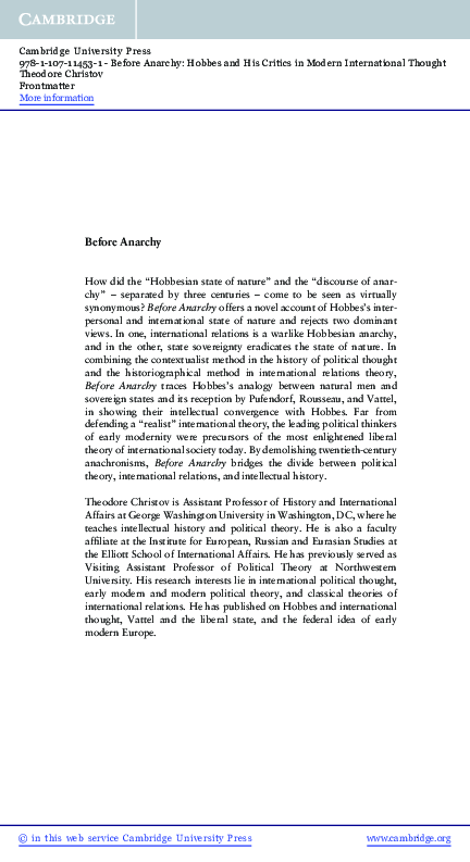 (PDF) Before Anarchy