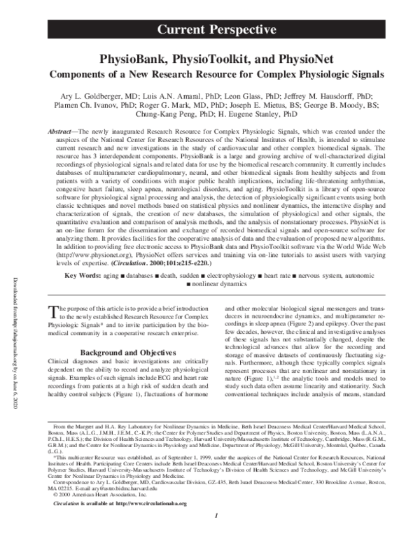 (PDF) PhysioBank, PhysioToolkit, and PhysioNet