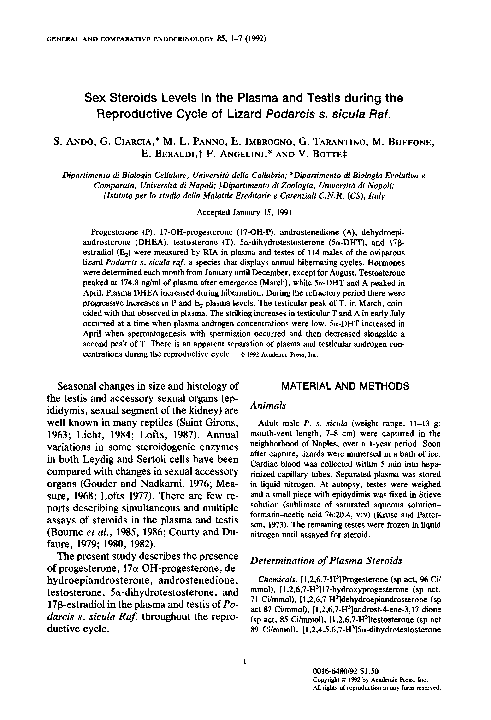 (PDF) Sex steroids levels in the plasma and testis during the ...