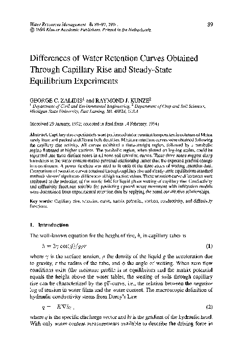 (PDF) Differences of water retention curves obtained through capillary ...