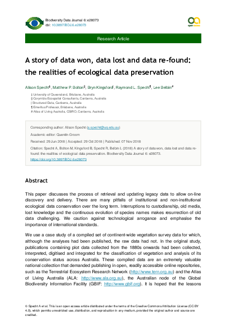 (PDF) A story of data won, data lost and data re-found: the realities ...