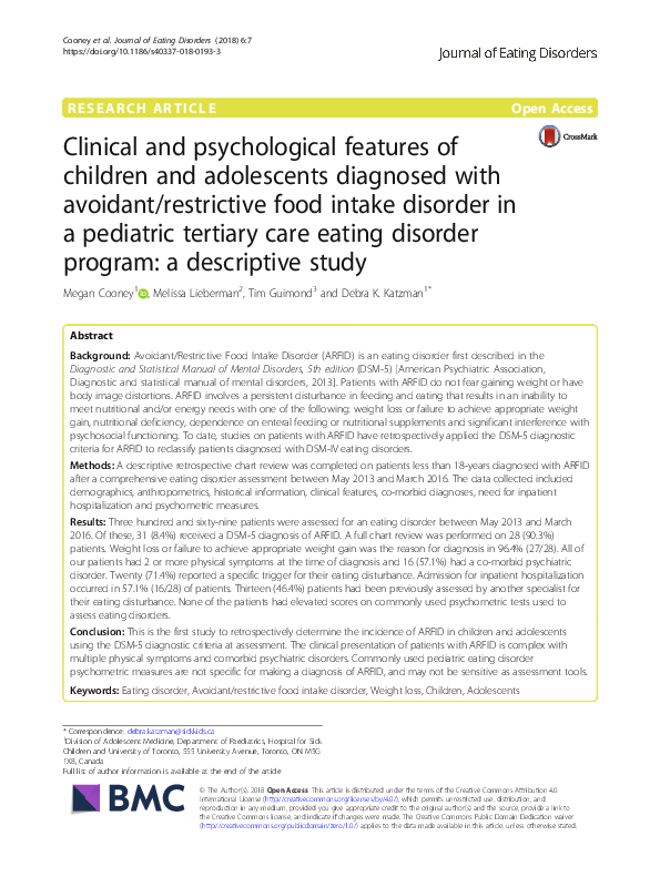 (PDF) Clinical and Psychological Features of Children and Adolescents ...