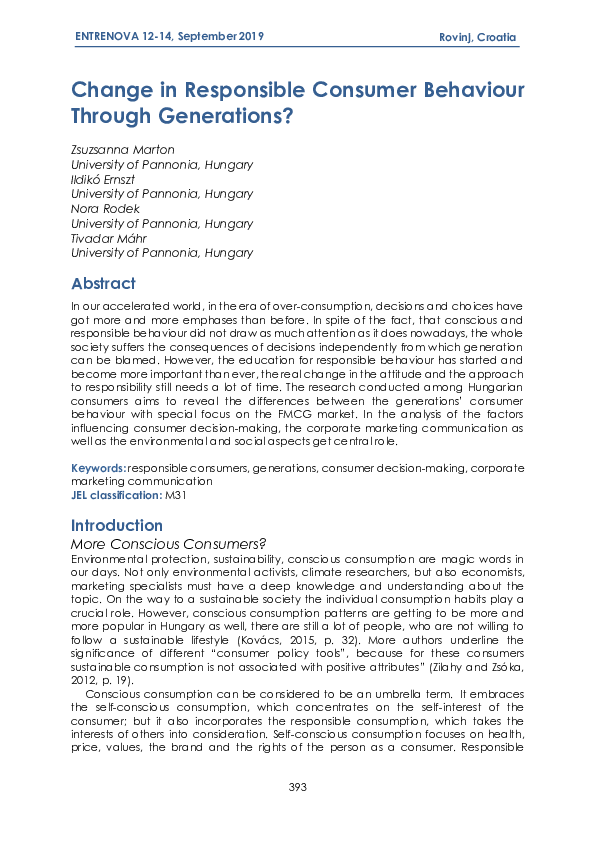 (PDF) Change in Responsible Consumer Behaviour Through Generations ...