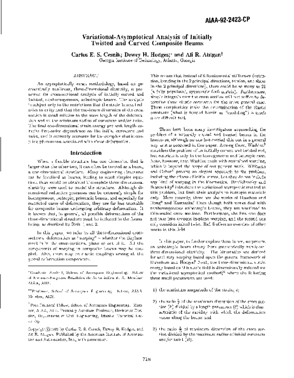 (PDF) Variational-asymptotical analysis of initially twisted and curved ...