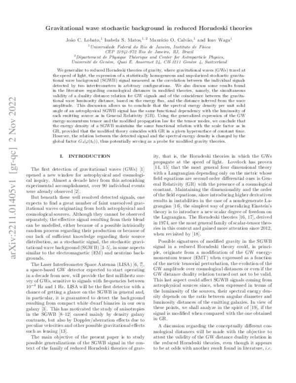 (PDF) Gravitational wave stochastic background in reduced Horndeski theories