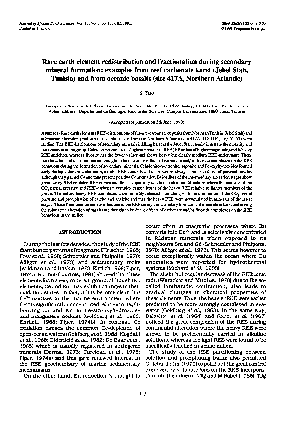 (PDF) Rare earth element redistribution and fractionation during ...