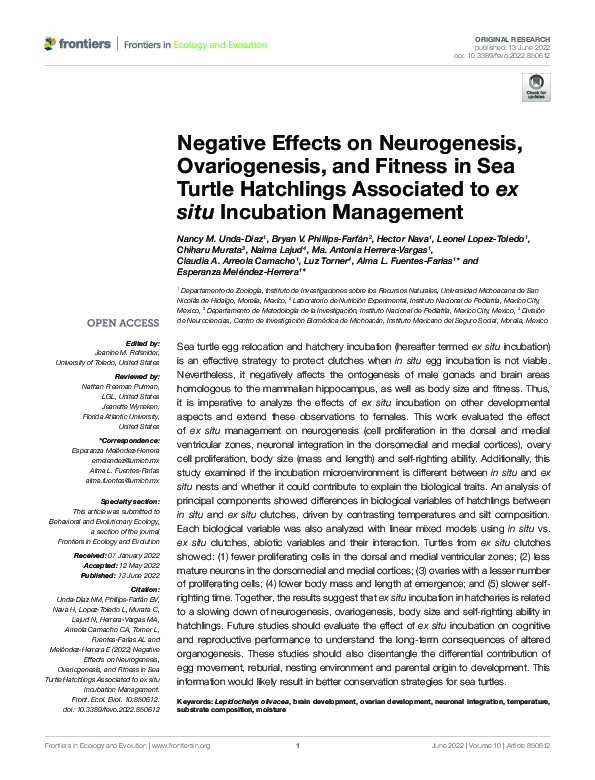 (PDF) Negative Effects on Neurogenesis, Ovariogenesis, and Fitness in Sea Turtle Hatchlings ...