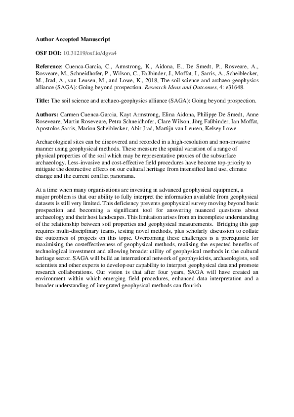 (PDF) The soil science and archaeo-geophysics alliance (SAGA): Going ...