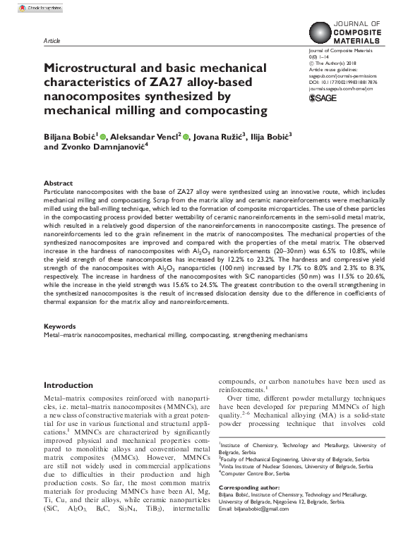 (PDF) Microstructural and basic mechanical characteristics of ZA27 ...