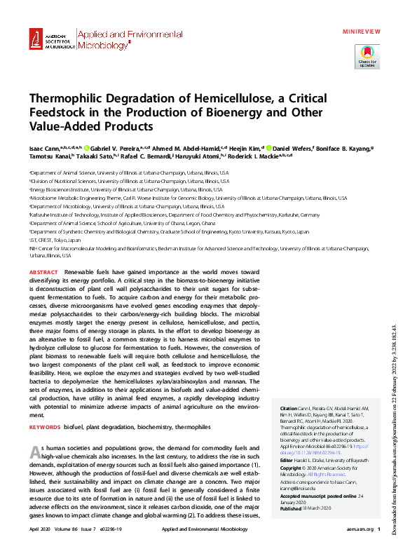 (PDF) Thermophilic Degradation of Hemicellulose, a Critical Feedstock in the Production of ...