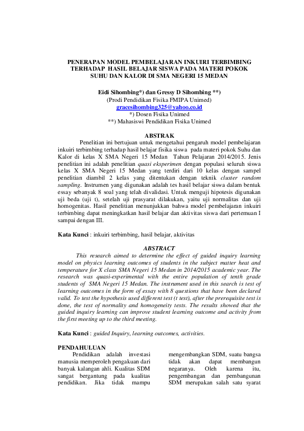 (PDF) Penerapan Model Pembelajaran Inkuiri Terbimbing Terhadap Hasil Belajar Siswa Pada Materi ...