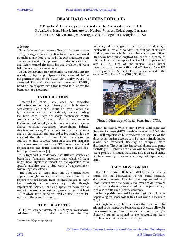 (PDF) Beam Halo Studies for CTF3