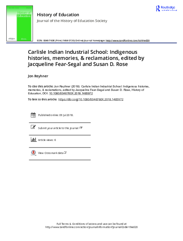 (PDF) Carlisle Indian Industrial School: Indigenous Histories, Memories ...