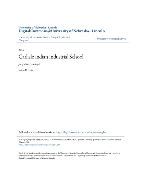 (PDF) Carlisle Indian Industrial School