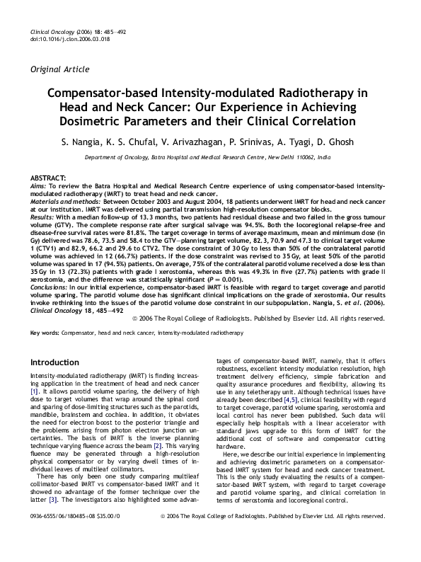 (PDF) Compensator-based intensity modulated radiotherapy with ...