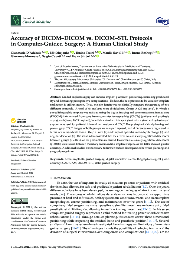(PDF) Accuracy of DICOM–DICOM vs. DICOM–STL Protocols in Computer-Guided Surgery: A Human ...