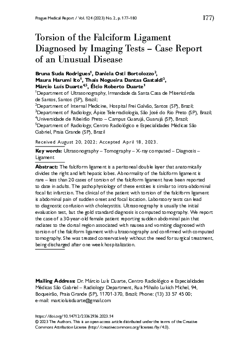 (PDF) Torsion of the Falciform Ligament Diagnosed by Imaging Tests ...