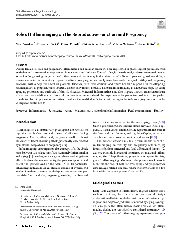(PDF) Role of Inflammaging on the Reproductive Function and Pregnancy
