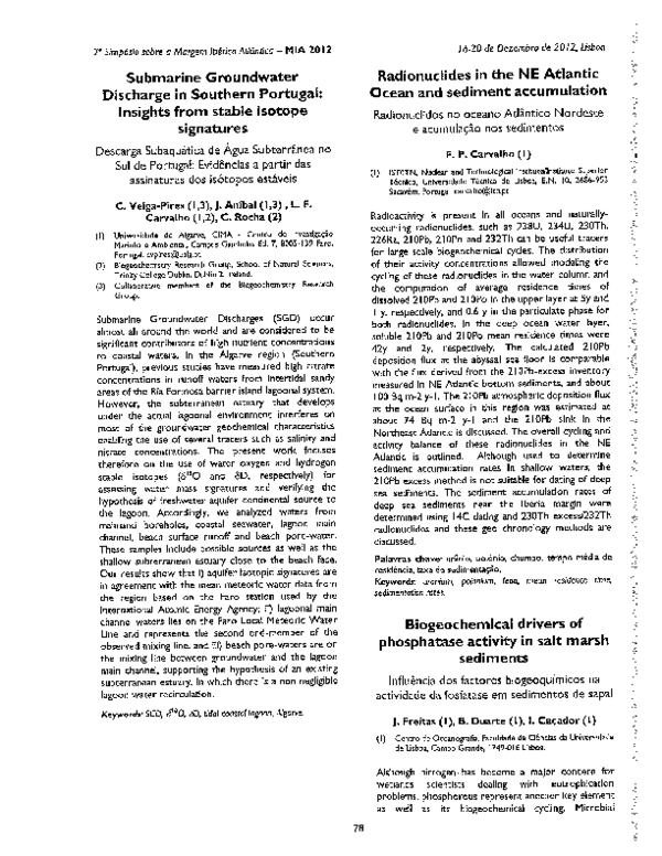 (PDF) Submarine Groundwater Discharge in Southern Portugal: Insights from stable isotope signatures