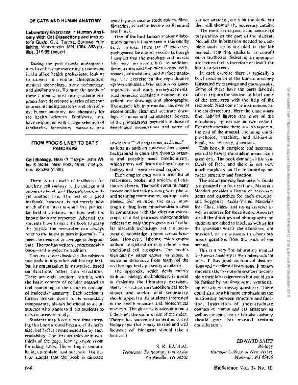 (PDF) Of Cats and Human Anatomy Laboratory Exercises in Human Anatomy ...