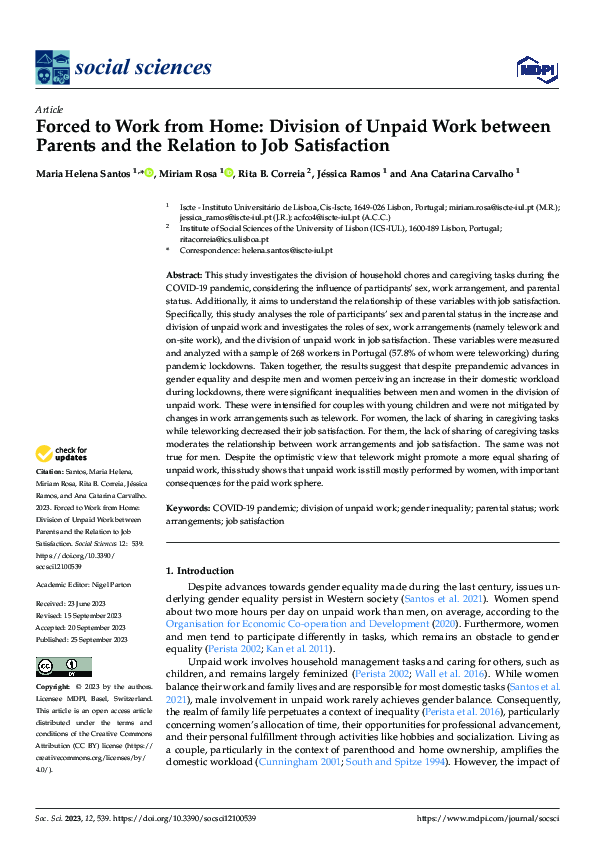 (PDF) Forced to Work from Home: Division of Unpaid Work between Parents ...