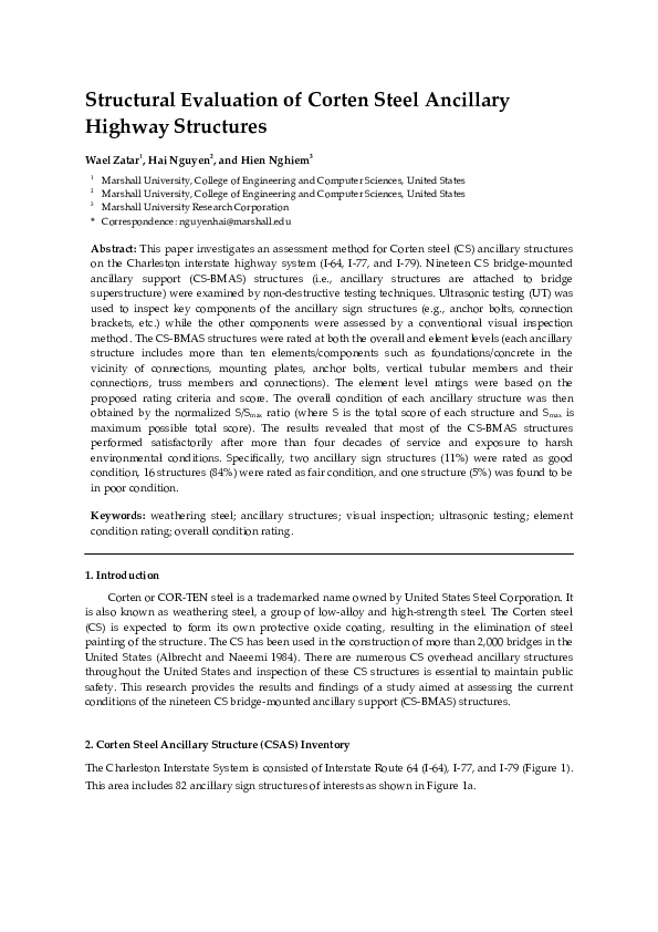 (DOC) Structural Evaluation of Corten Steel Ancillary Highway ...