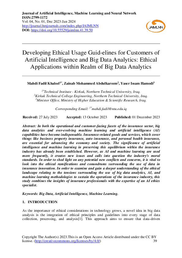 (PDF) Developing Ethical Usage Guid-elines for Customers of Artificial Intelligence and Big Data ...