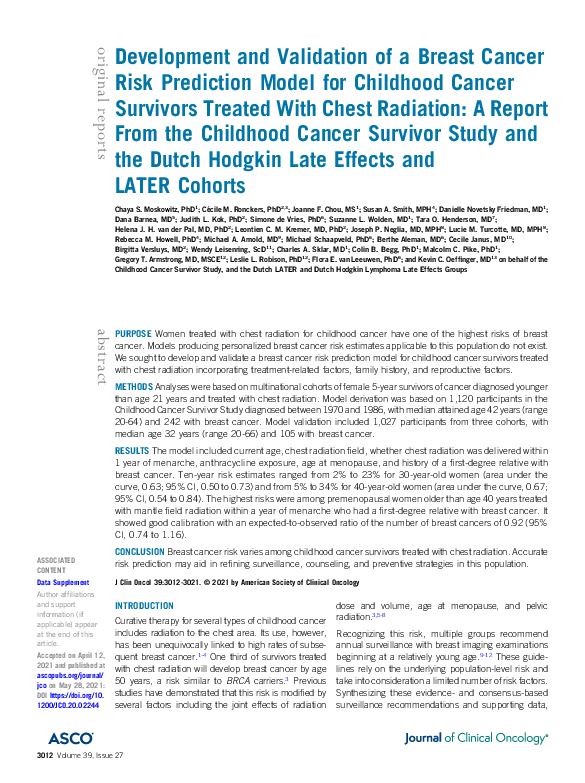 (PDF) Development and Validation of a Breast Cancer Risk Prediction ...