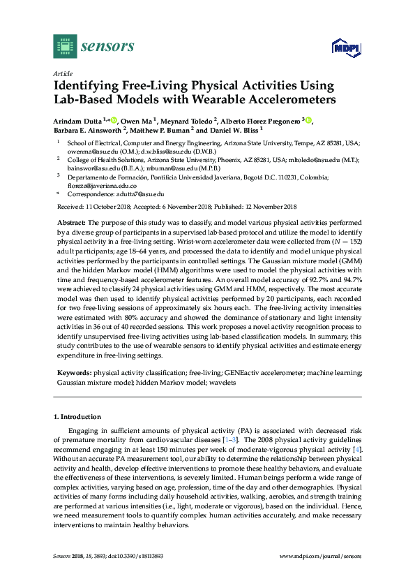 (PDF) Identifying Free-Living Physical Activities Using Lab-Based Models with Wearable ...