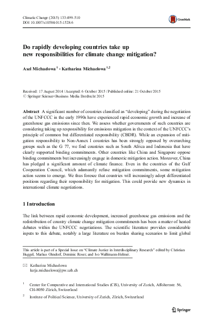 (PDF) Do rapidly developing countries take up new responsibilities for ...